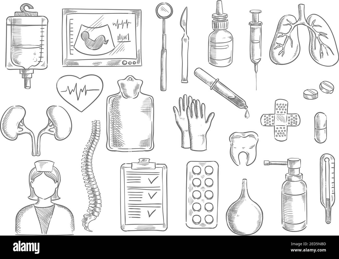 Medical icons. Vector isolated sketch line medicine items of blood ...
