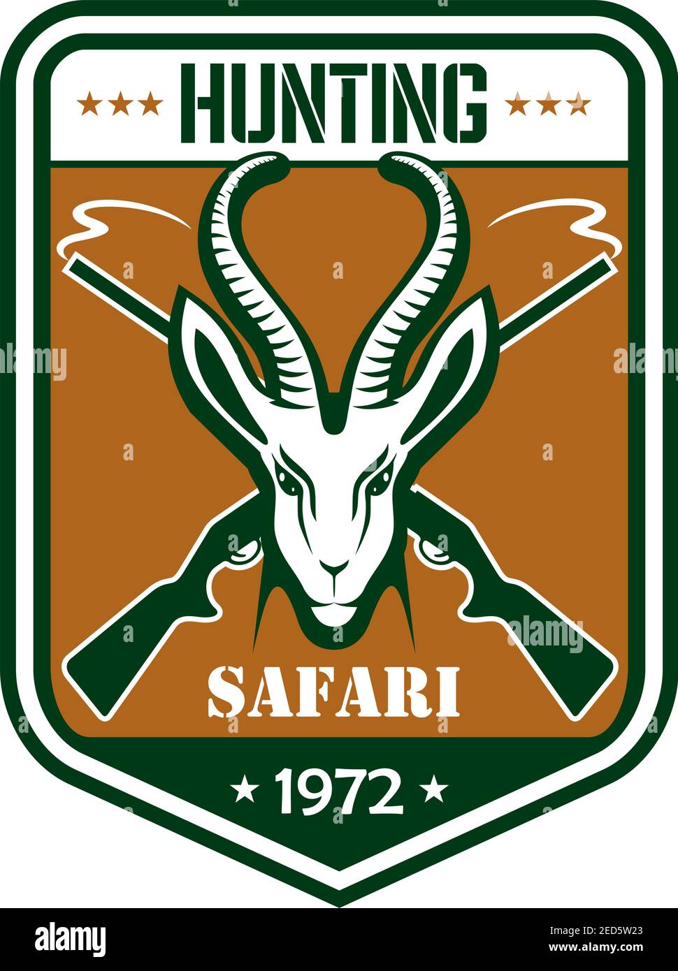 Safari Hunting emblem. Vector isolated shield square shape icon or ...