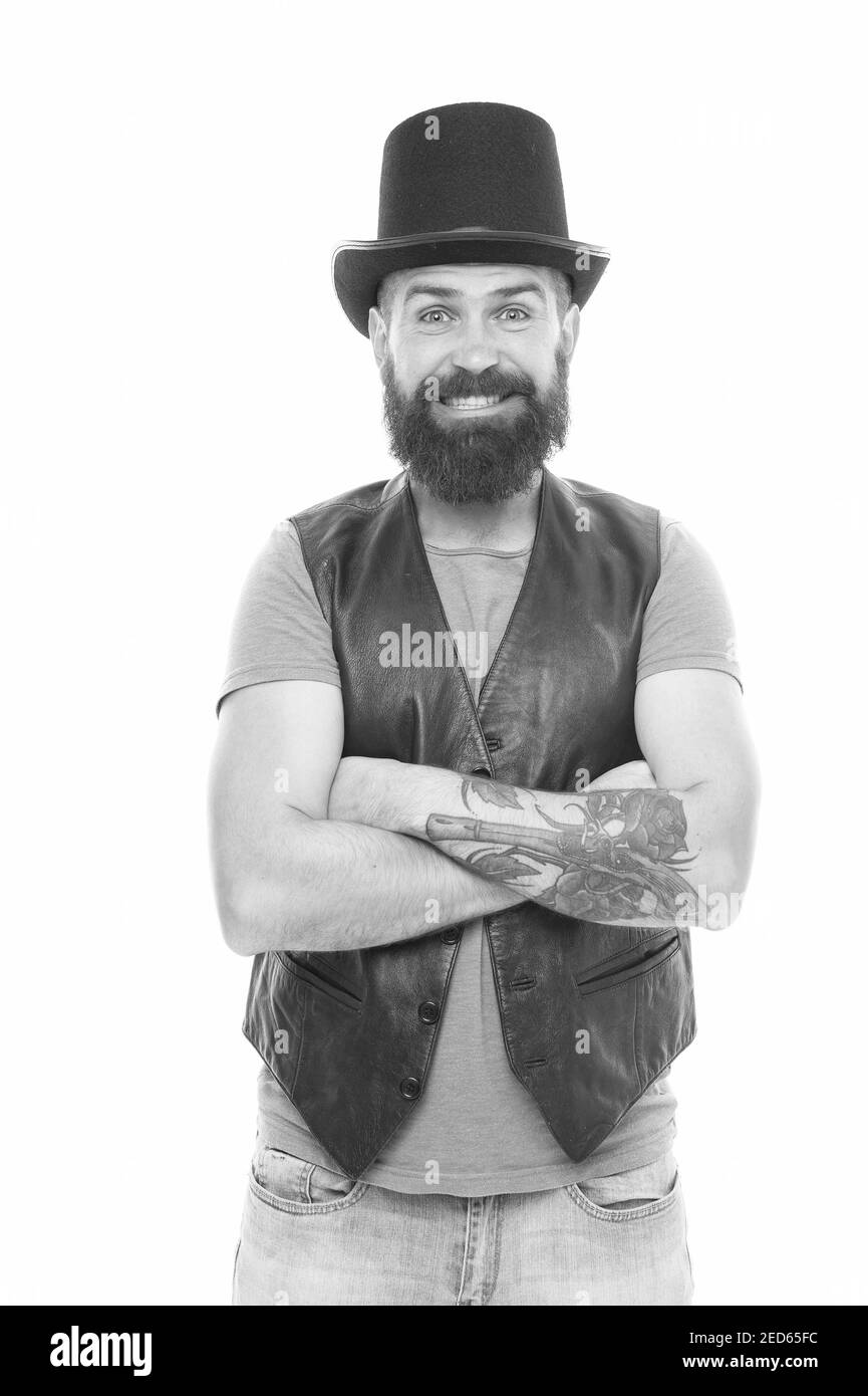 Ready to see some magic. Circus magic trick performance. Magician ...