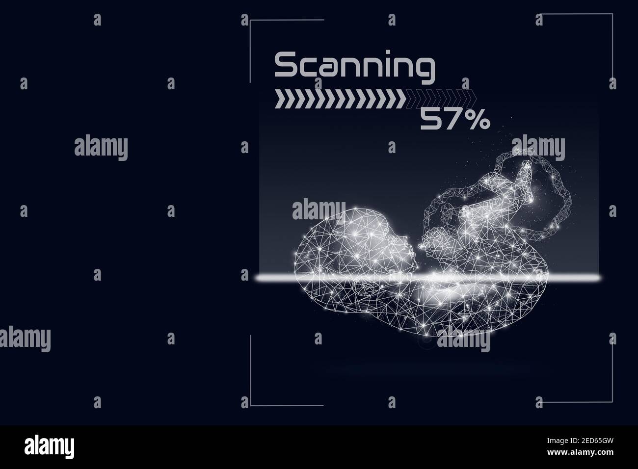Computer Screening, Image of the Healthy Forming Baby on dark blue ...