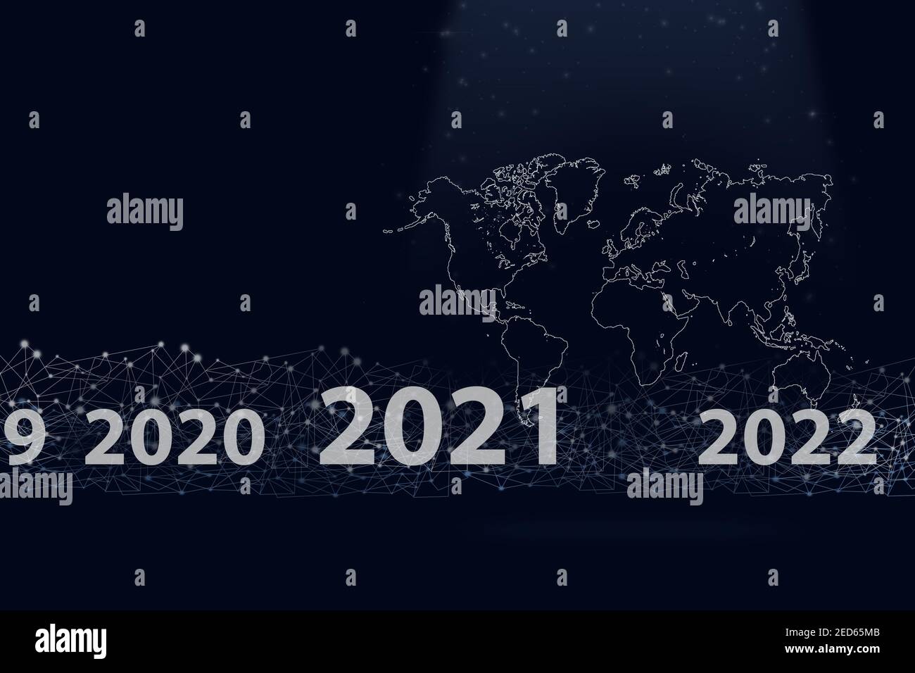 2021 concept. World map with virtual gologram 2021 year and digital ...