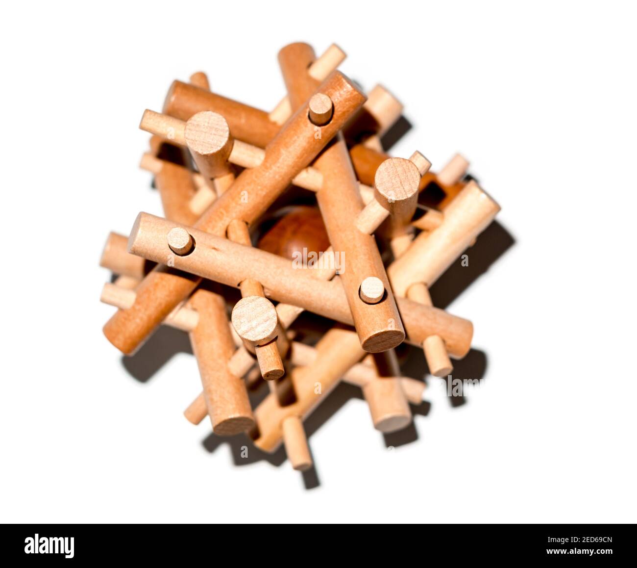 Wooden Brain Bamboo Puzzle on white background Stock Photo - Alamy