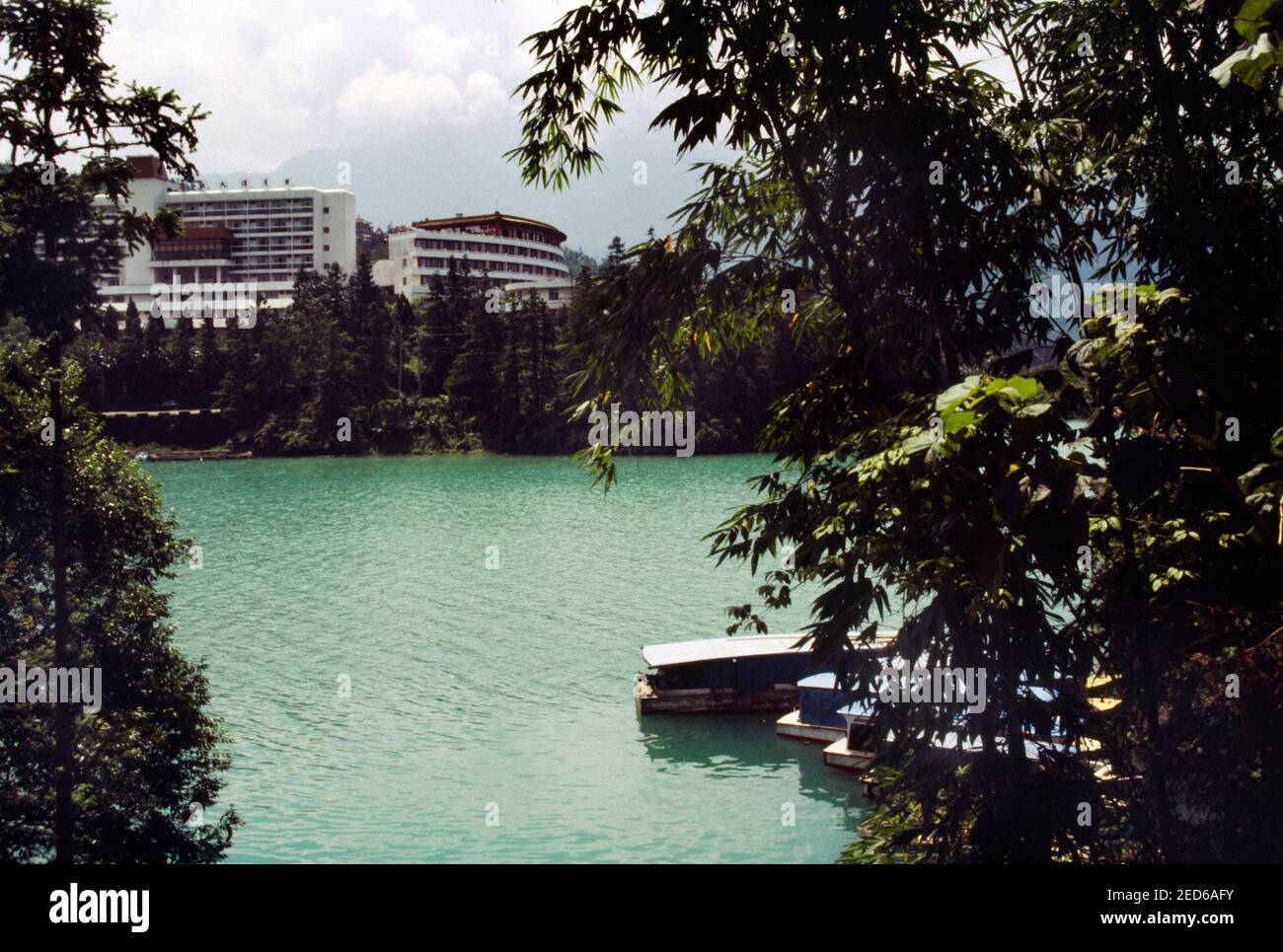 Sun Moon Lake Taiwan View of Lake through trees Stock Photo - Alamy
