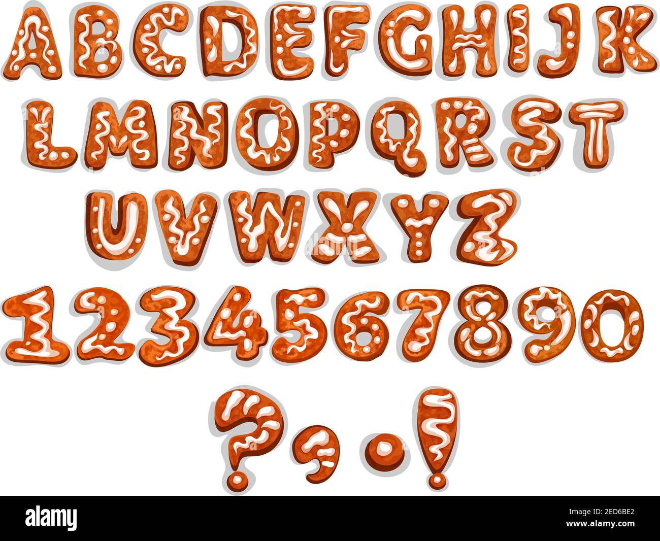 Gingerbread letters and digits. Christmas ginger cookie in shape of ...