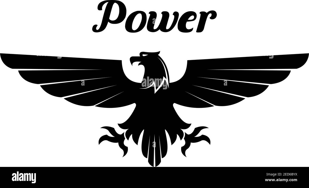 Black eagle emblem. Heraldic gothic vulture or falcon isolated vector ...