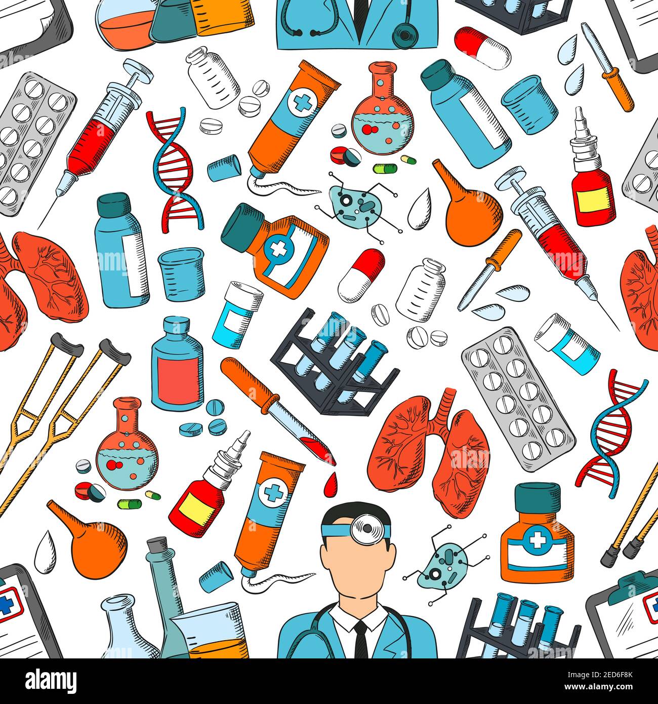 Medicine seamless pattern. Vector pattern of medical tools and ...