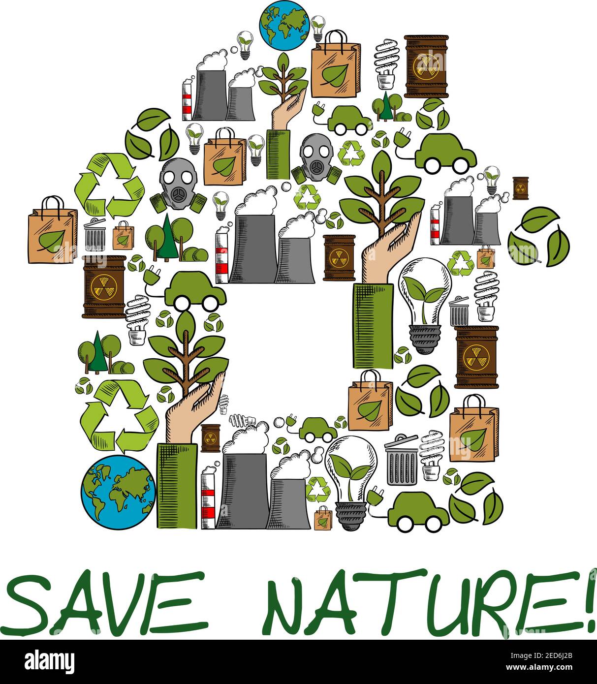 Save Nature. Nature is our home. Ecology environment protection concept ...