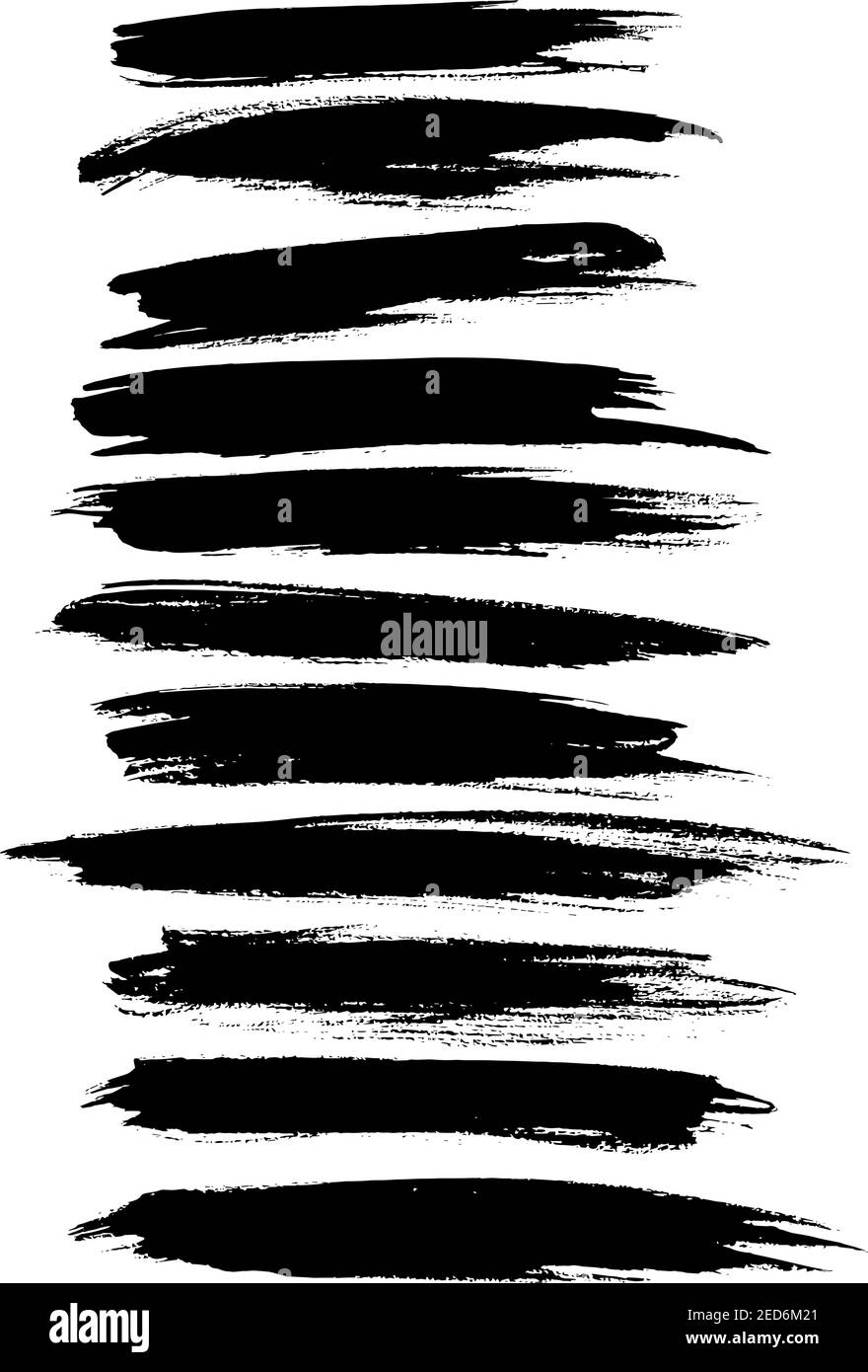 Black paint lines and strokes or underlines stripes of watercolor or ...