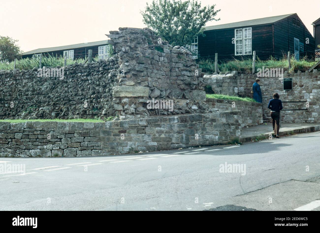 Ruins of Roman town Venta Silurum in Caerwent, Gwent, Wales. East gate ...