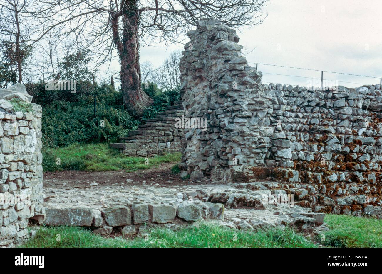 Ruins of Roman town Venta Silurum in Caerwent, Gwent, Wales. Gate in ...