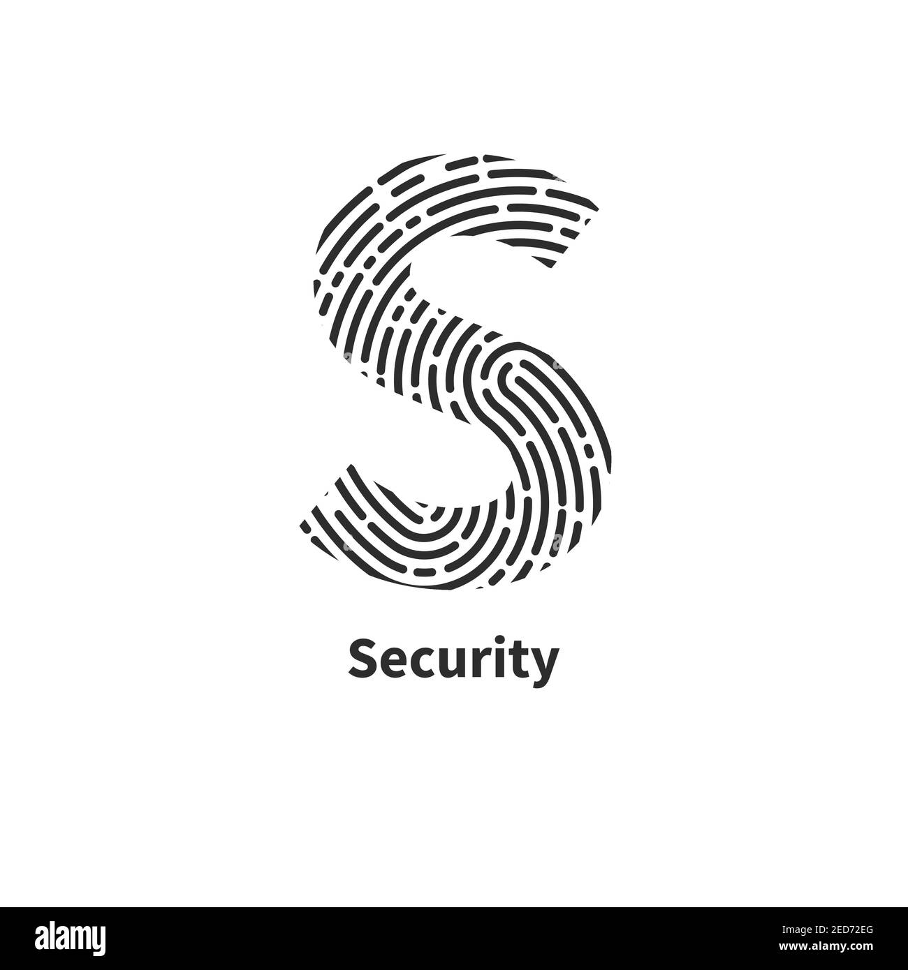 Guard symbol with fingerprint. Vector logo of security agency. Letter S ...