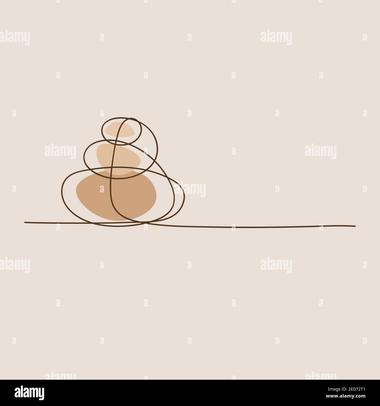 Stack of stones drawn in continuous line. Minimal illustration for spa ...