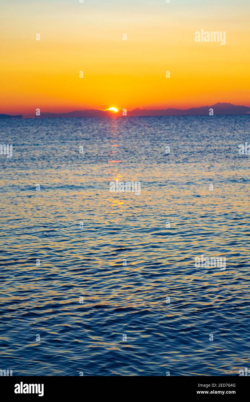 Sunrise from Paralia Katerinis beach.Paralia is a tourist seaside ...
