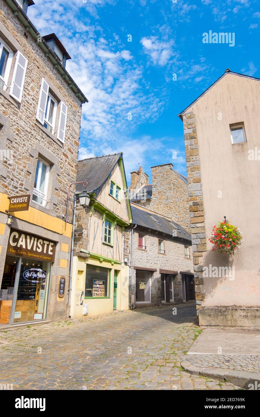 Saint-Brieuc, France - August 24, 2019: Cityscape with traditional half ...