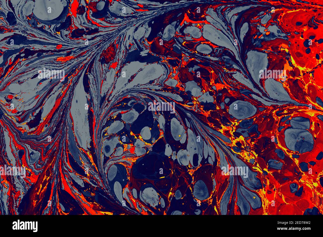 An abstract illustration of red and black toned fluid painting ...