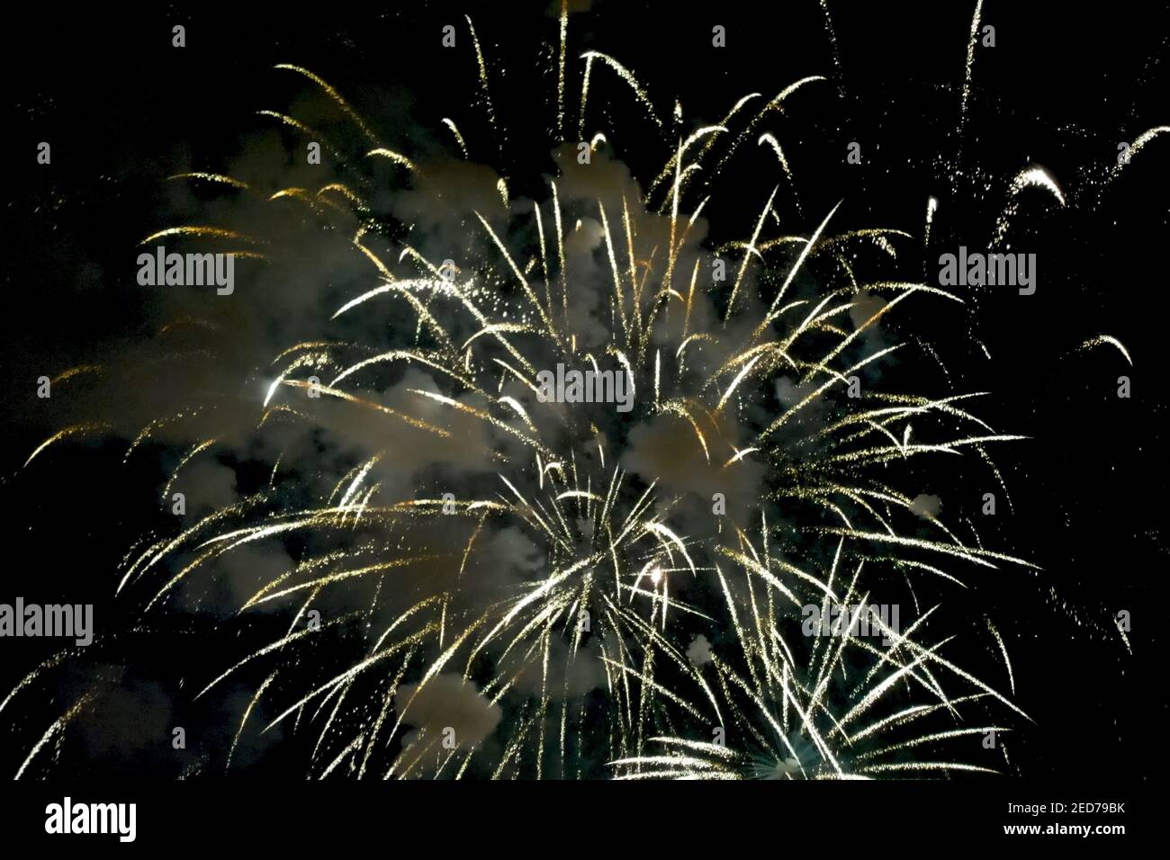 New Year's fireworks, inside view of the fireworks, colorful flashes of ...