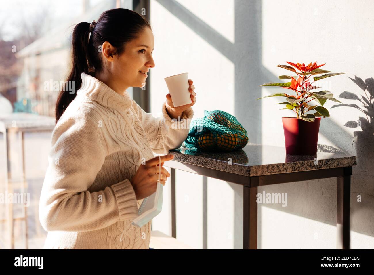 Feeling satisfied after successful shopping at groceries Stock Photo ...