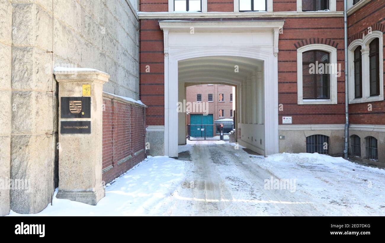 Einfahrt zur JVA Justizvollzugsanstallt in Görlitz am 14.2.2021 Stock ...