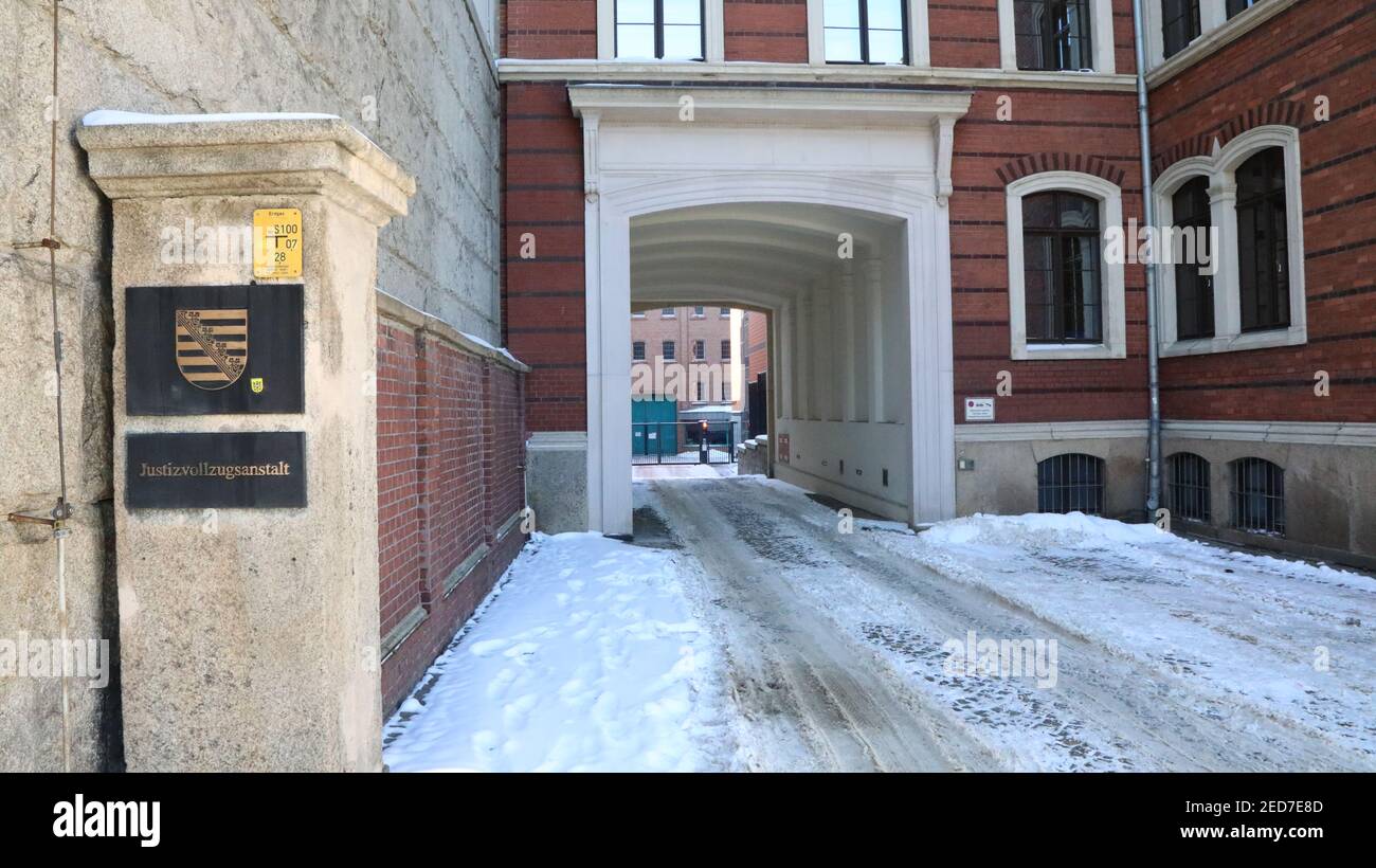 Einfahrt zur JVA Justizvollzugsanstallt in Görlitz am 14.2.2021 Stock ...