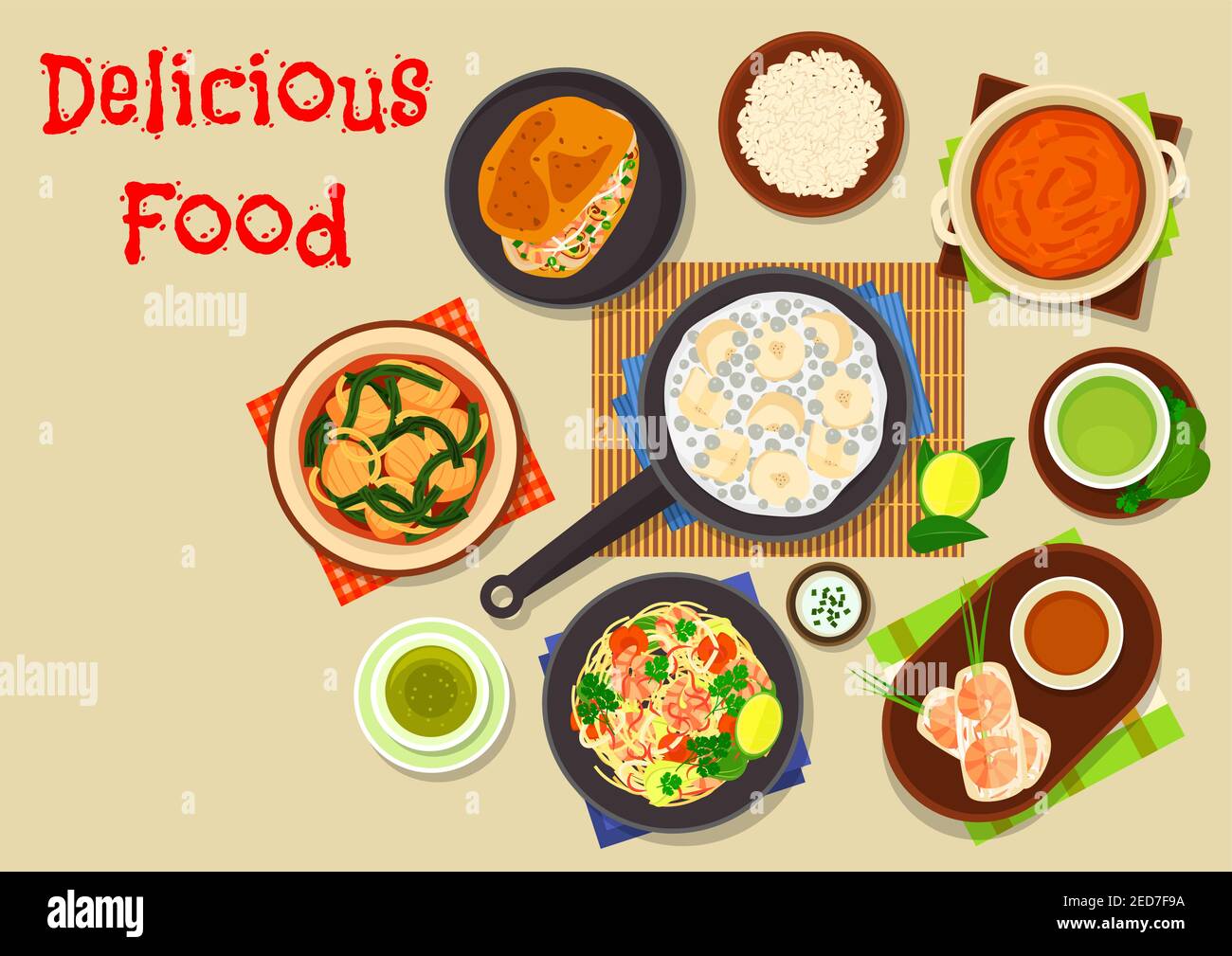 Stir fry noodle dish Stock Vector Images - Alamy