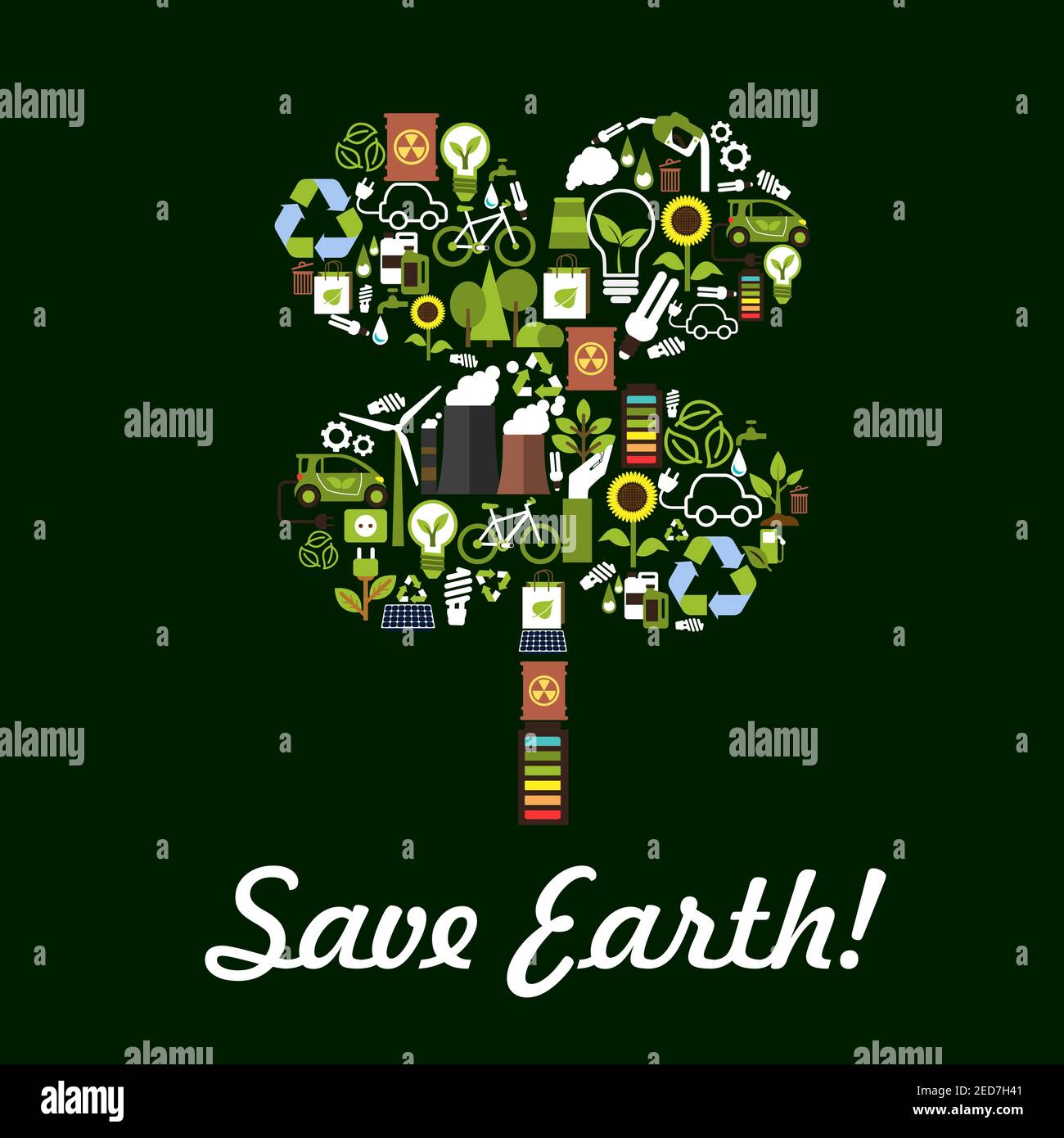 Save Earth symbol in clover leaf shape. Nature and ecology protection ...