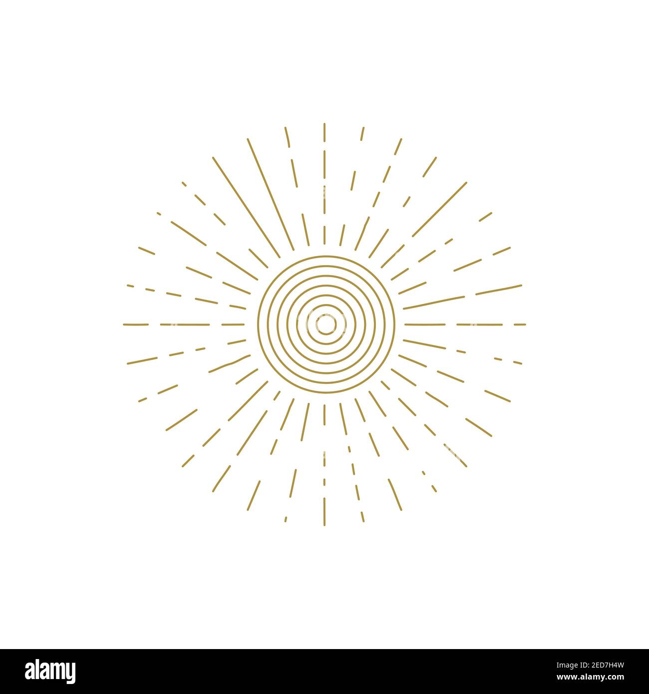 Linear sun tattoo. Geometric line abstract sun isolated on white ...