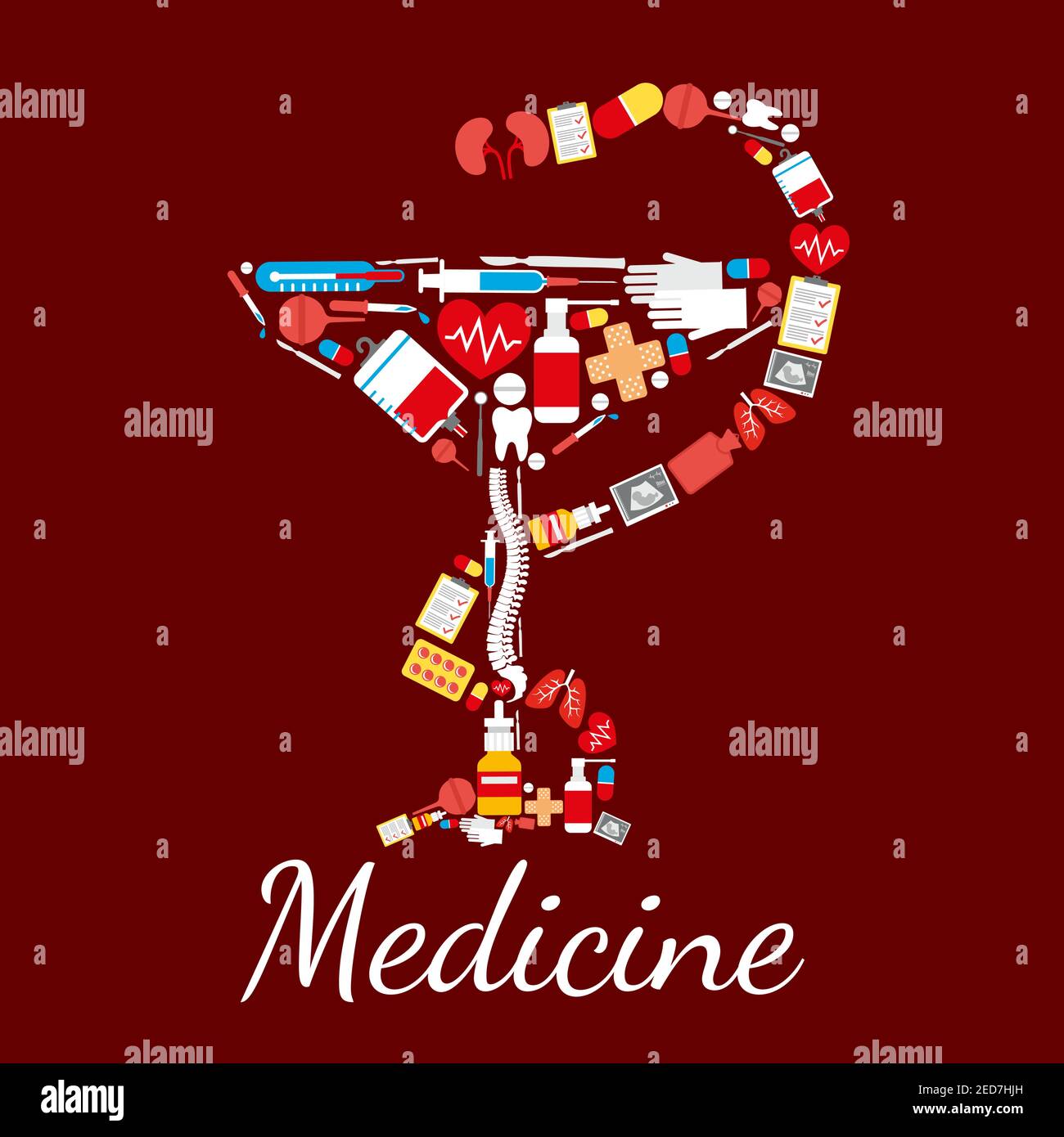 Bowl of Hygieia medical and pharmacy symbol of snake twined around bowl ...