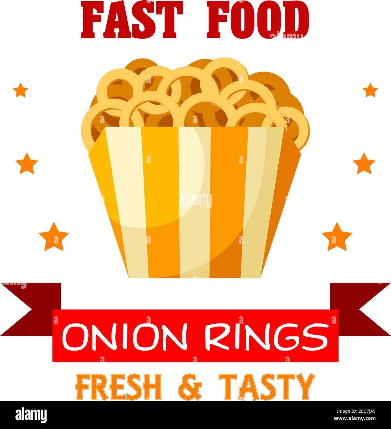 Fast Food Onion Rings snack emblem. Fried crispy deep-fry onion rings ...
