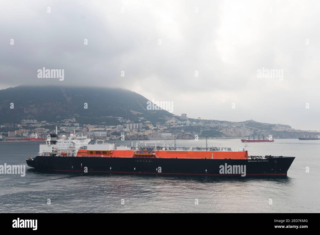 The Methane Nile Eagle LNG tanker ship off the coast at Gibraltar Stock ...