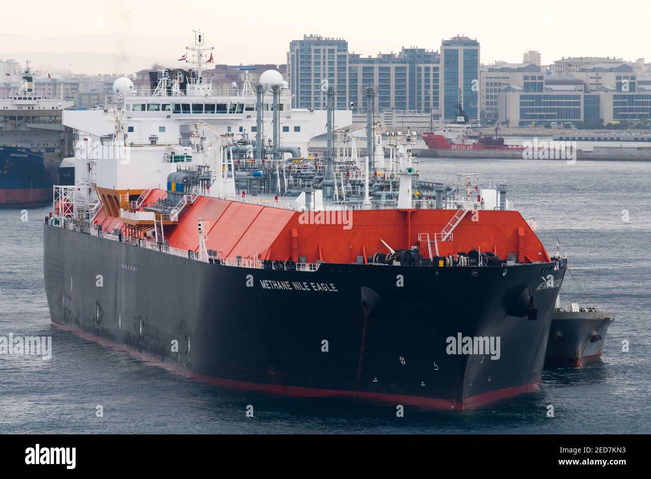 The Methane Nile Eagle LNG tanker ship off the coast at Gibraltar Stock ...