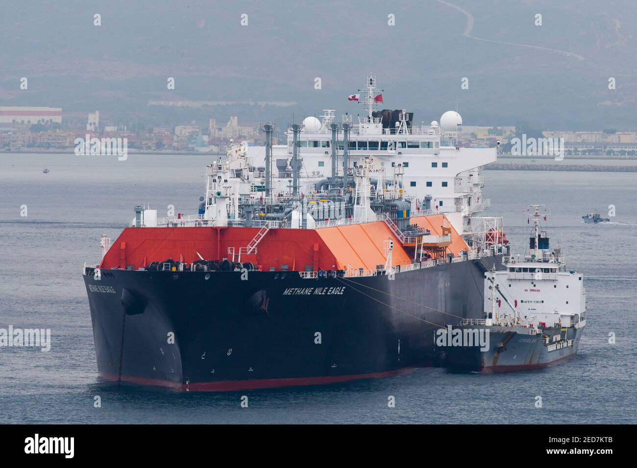The Methane Nile Eagle LNG tanker ship off the coast at Gibraltar Stock ...