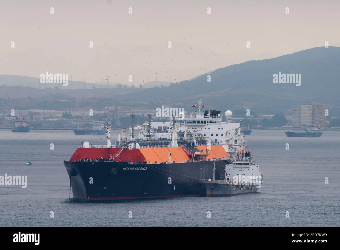The Methane Nile Eagle LNG tanker ship off the coast at Gibraltar Stock ...
