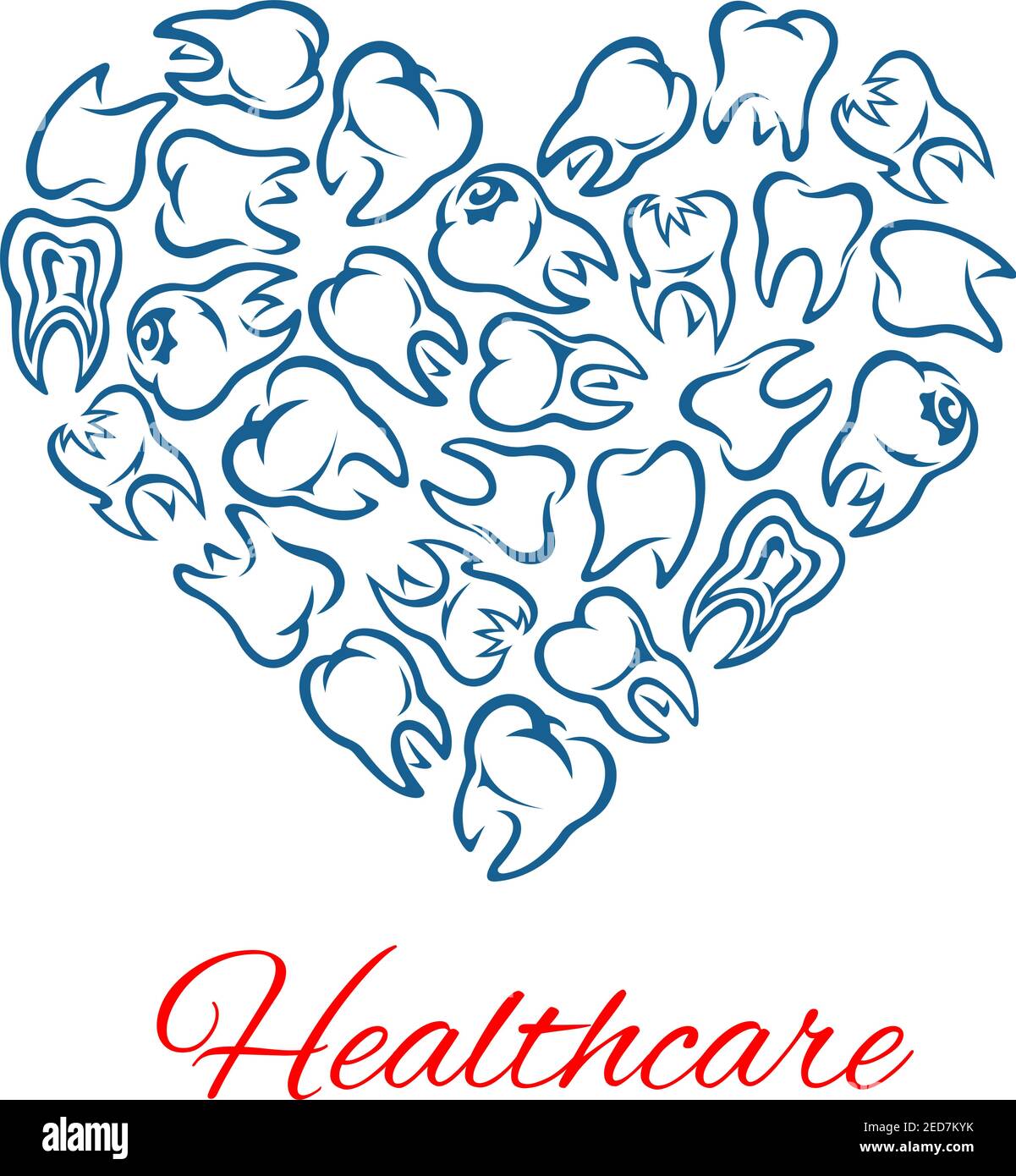 Heart of teeth. Dentistry and dental care poster of vector tooth for ...