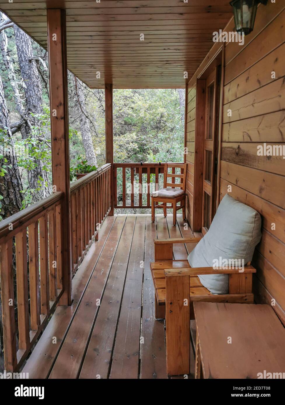 Wooden balcony wood railing hi-res stock photography and images - Alamy