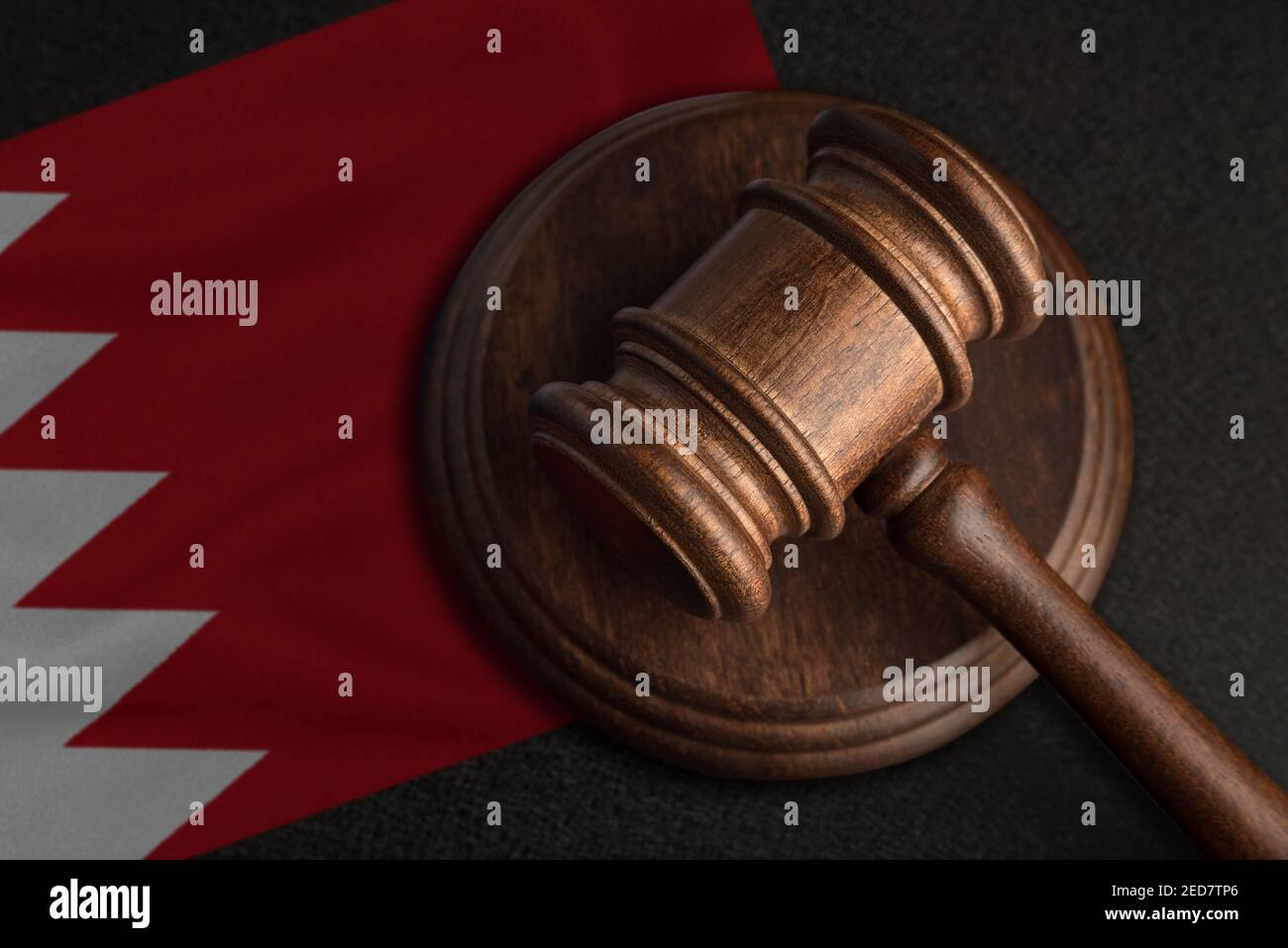 Judge gavel and flag of Bahrain. Law and justice in Bahrain. Violation ...