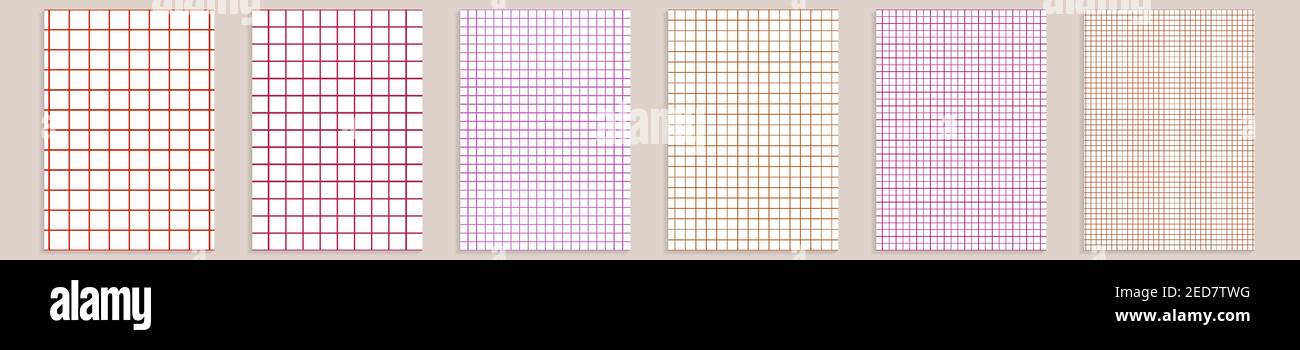 Grid paper set. Abstract squared background with color graph. Geometric ...