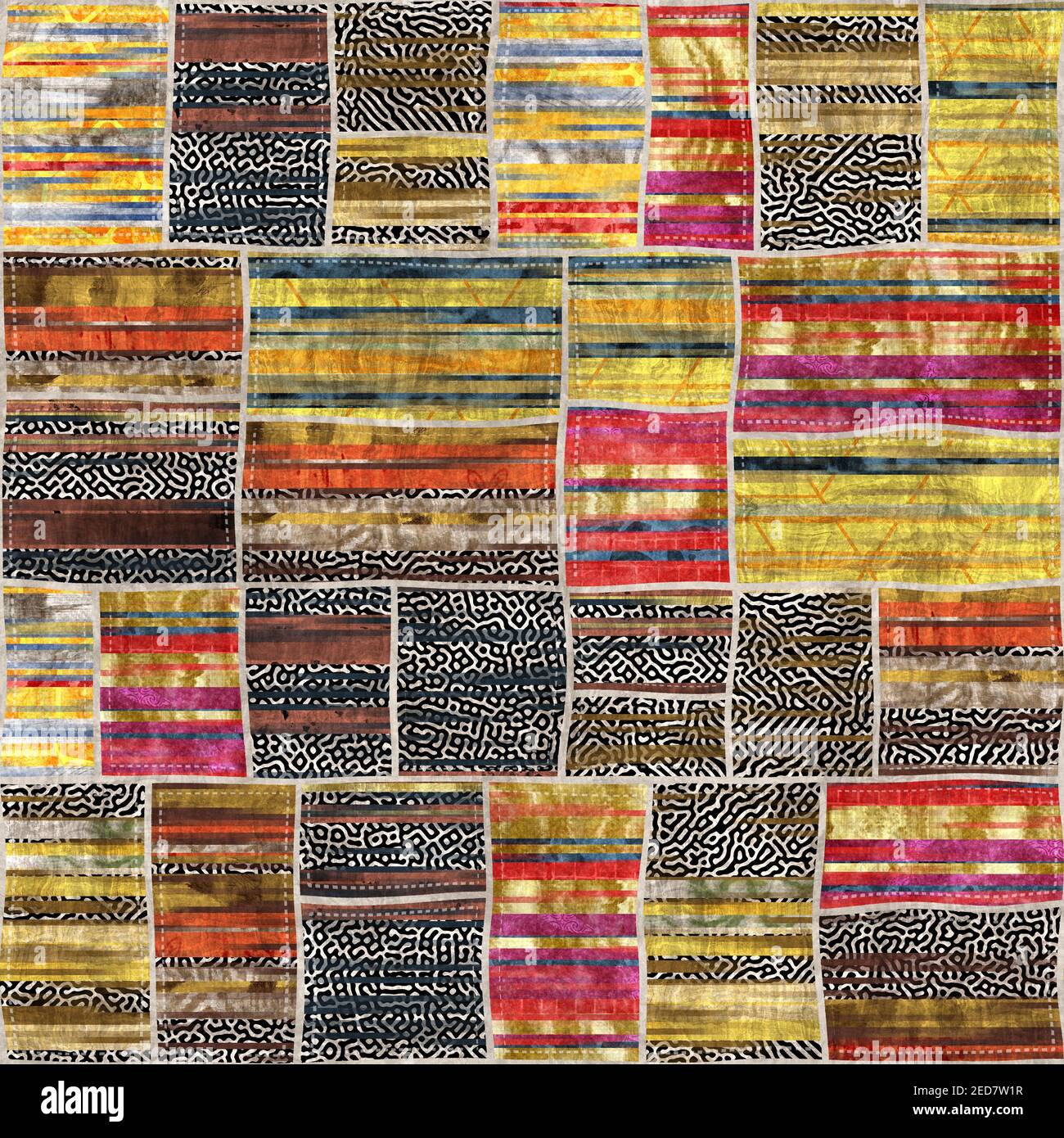 Seamless patchwork collage mix quilt pattern print Stock Photo - Alamy