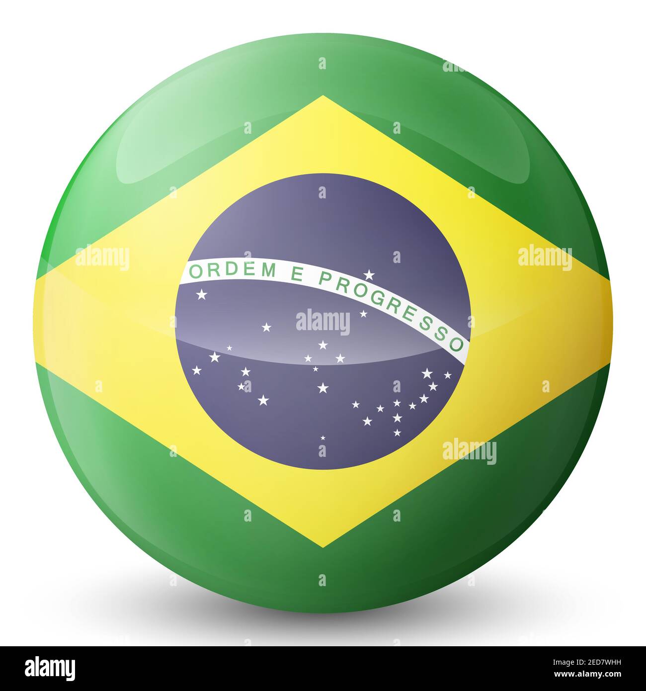 Glass light ball with flag of Brazil. Round sphere, template icon ...