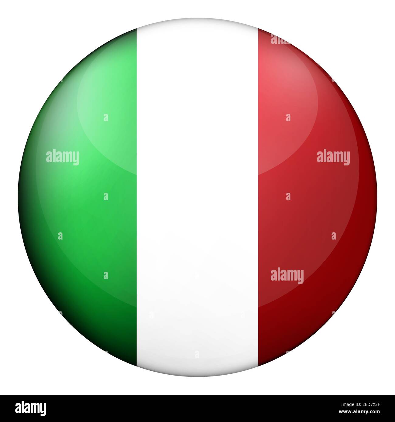 Glass light ball with flag of Italy. Round sphere, template icon ...
