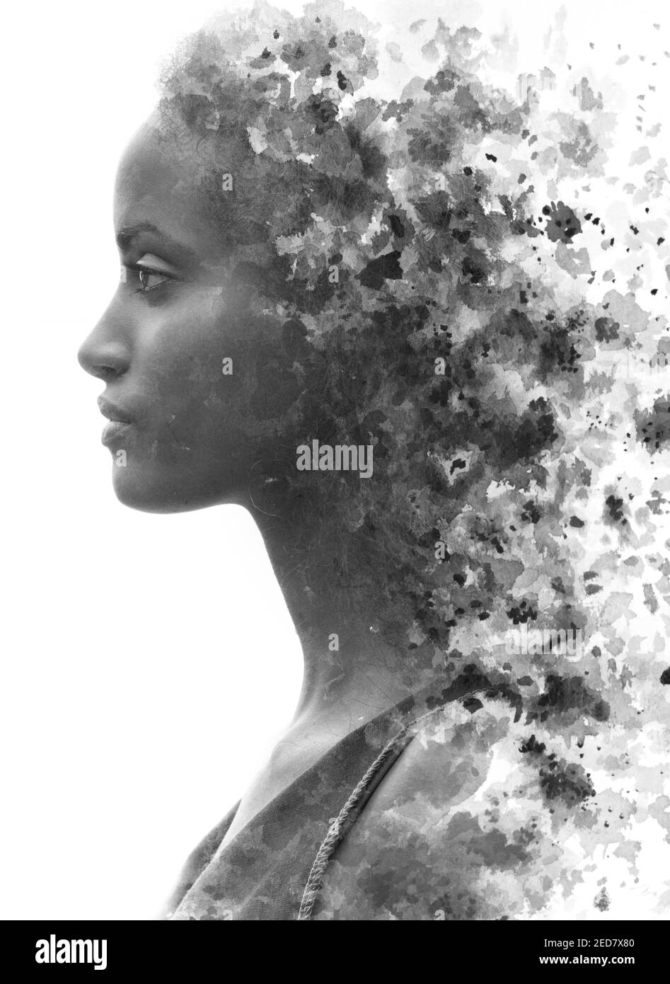 An artistically digitally altered profile portrait Stock Photo - Alamy