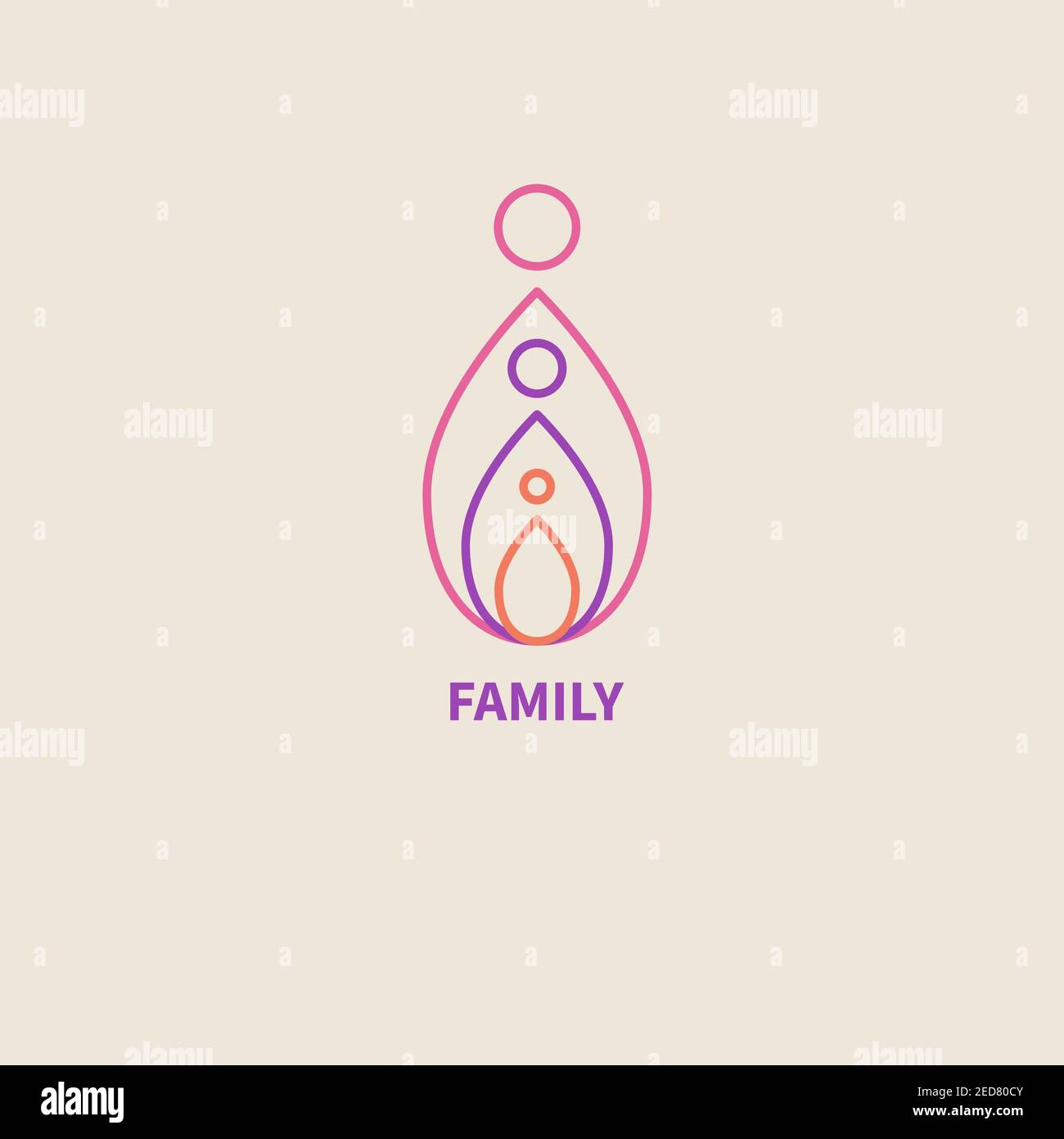 Happy family logo of three people, mother, father and child. Family ...