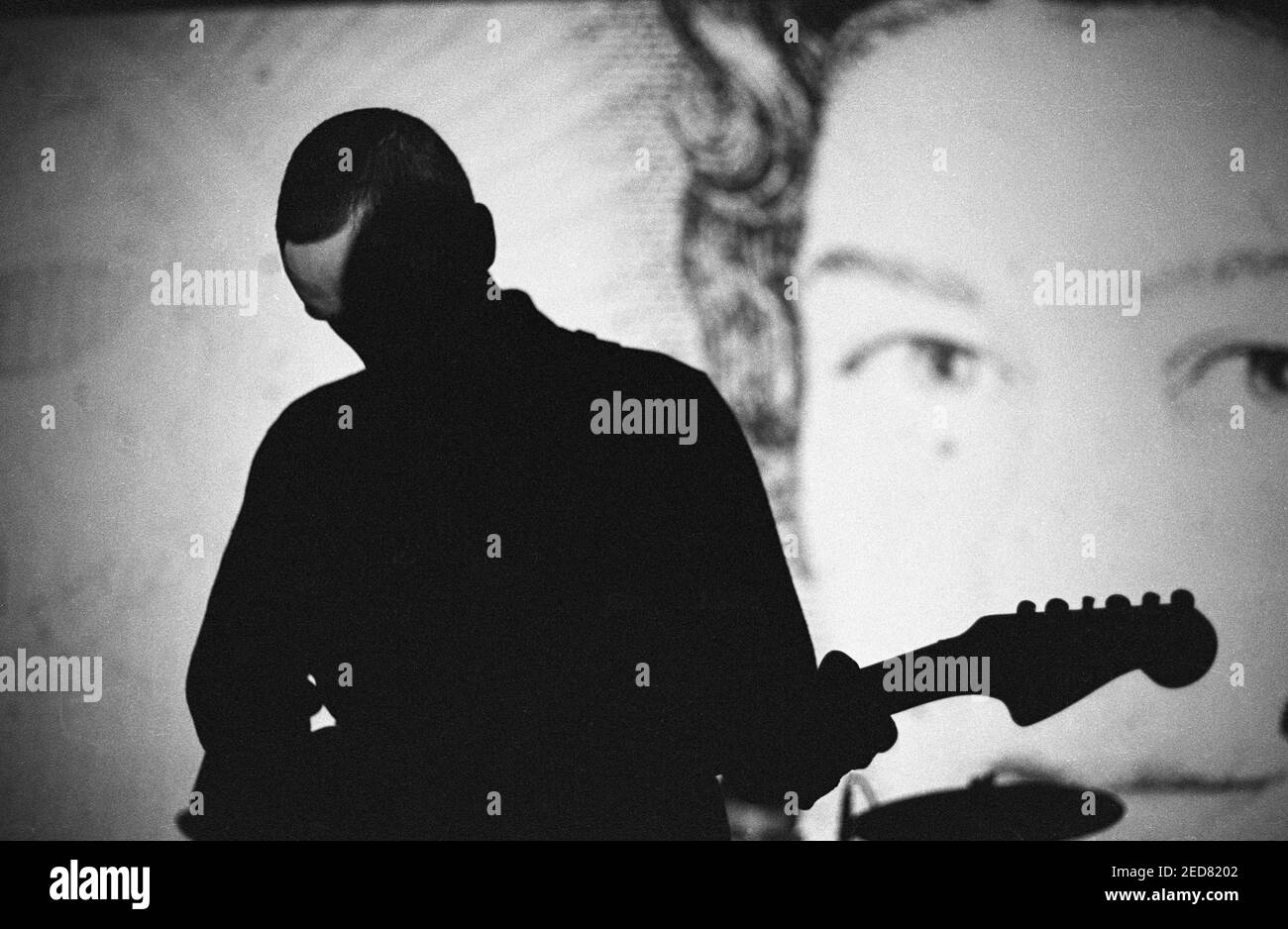 Malcolm Eden from indie pop group McCarthy performing in front of a ...