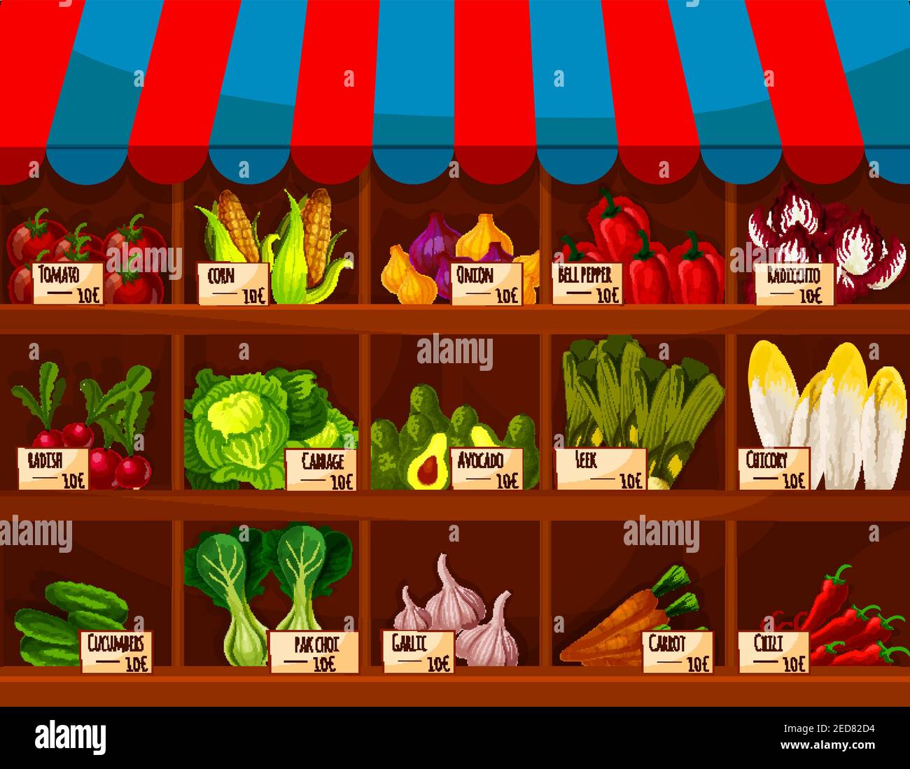Vegetable showcase Stock Vector Images - Alamy