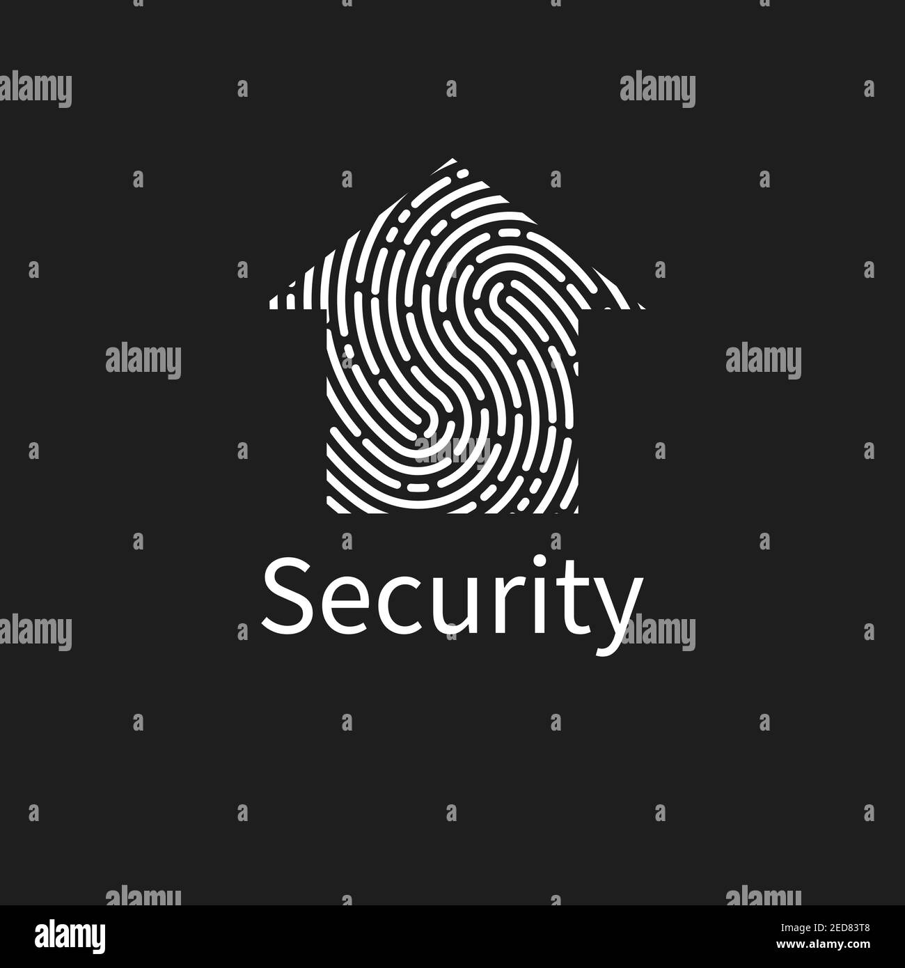 Home security. House with fingerprint icon. Security company logo Stock ...