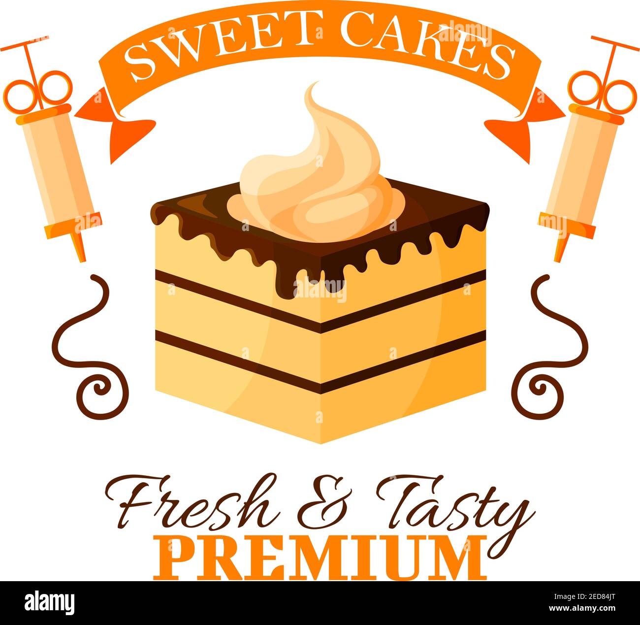 Pastry dessert icon. Patisserie sweet cake emblem. Vector isolated ...