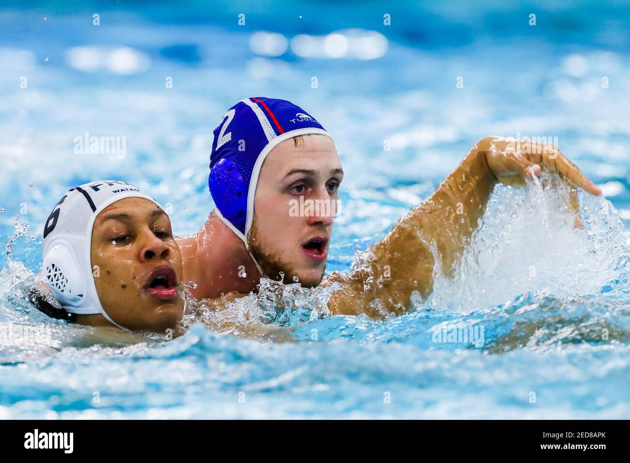 ROTTERDAM, NETHERLANDS - FEBRUARY 14: Thomas Vernoux of France, Ivan Suchkov of Russia during ...