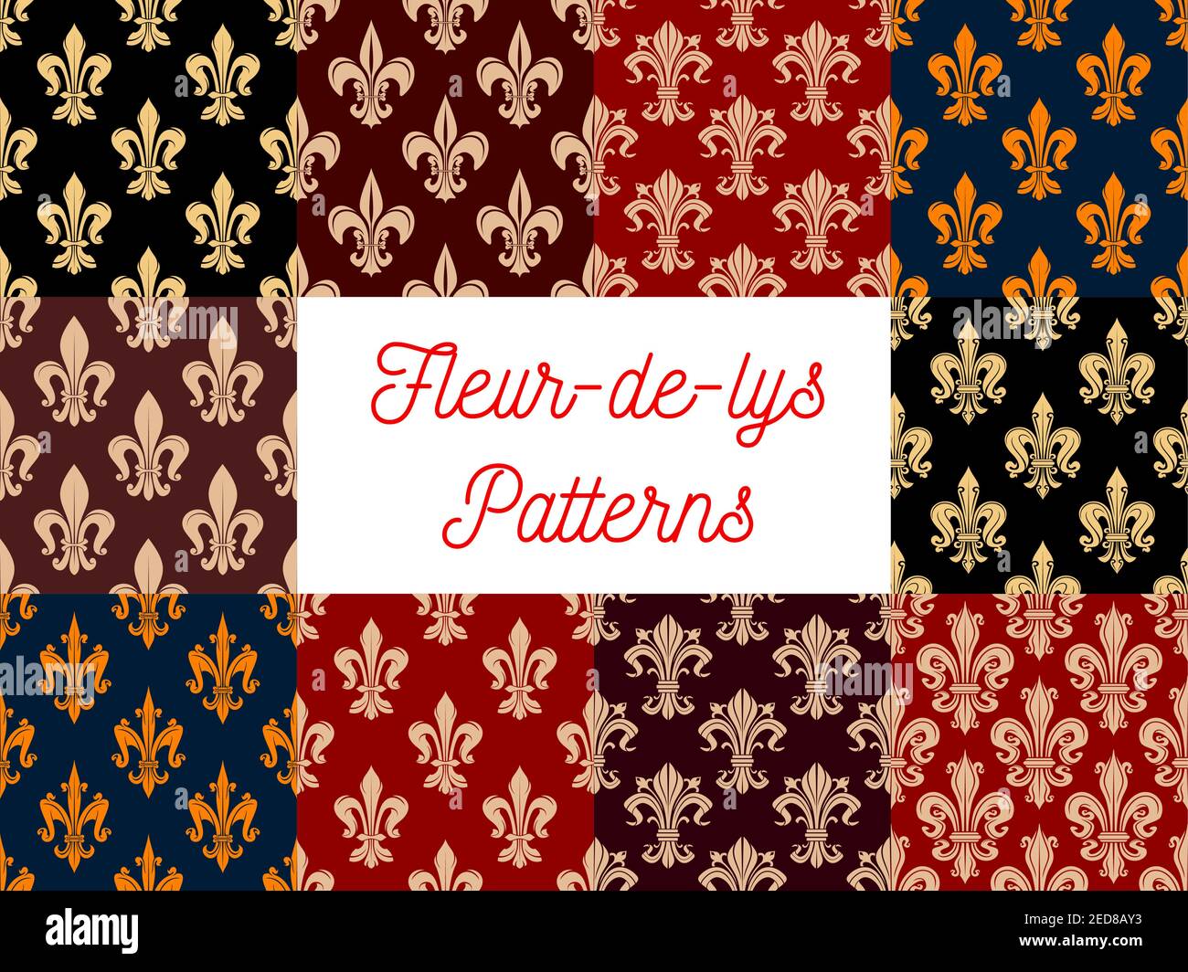 Floral pattern of fleur-de-lis. Heraldic french lily ornate motif ...