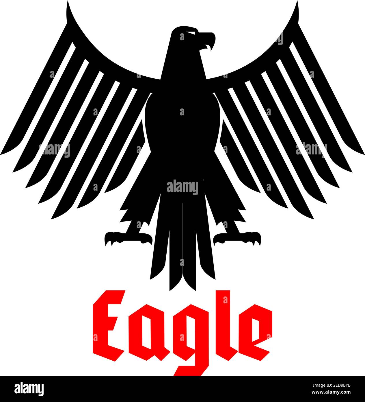 Black eagle heraldic or crest emblem. Gothic or imperial falcon or hawk ...