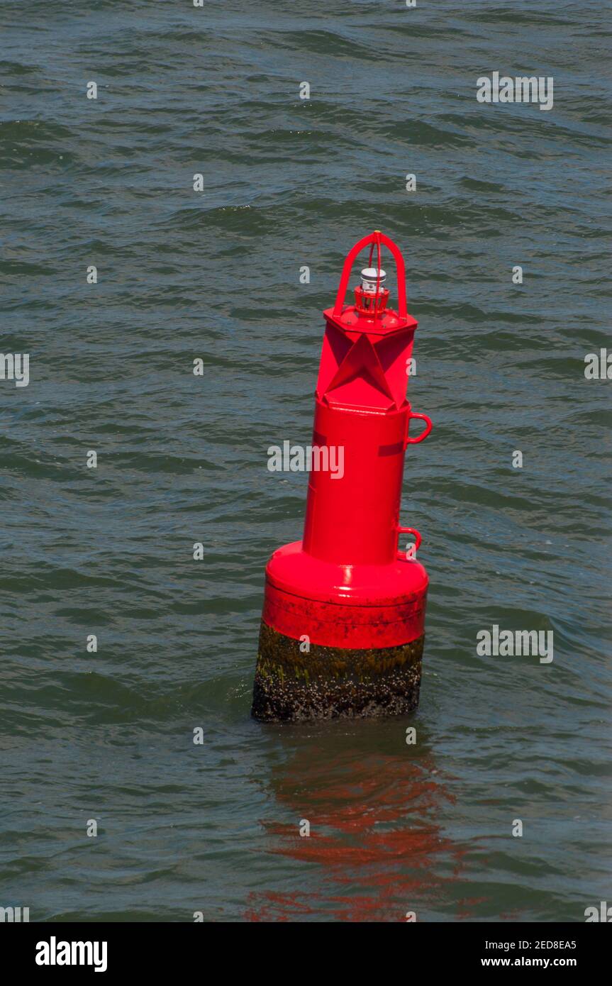 Red navigational buoy in the sea Stock Photo - Alamy