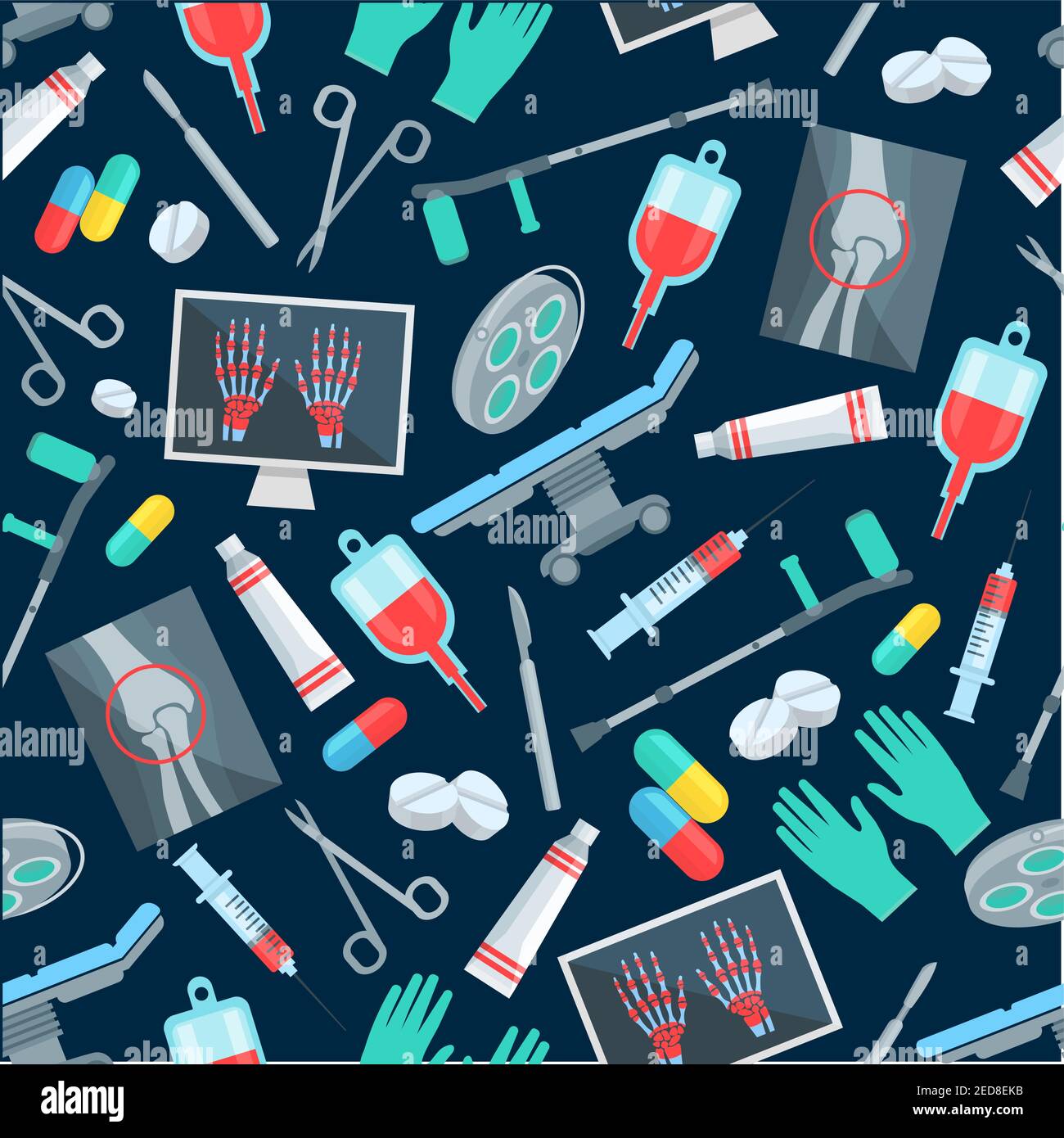 Surgery seamless pattern of surgeon medical items and tools. Vector ...